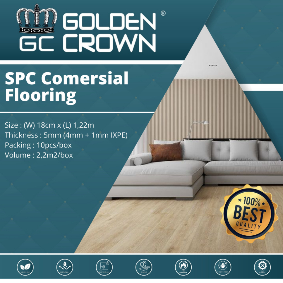 Jual SPC Lantai Motif Kayu 5mm (Include IXPE) GOLDEN CROWN Click System | Shopee Indonesia