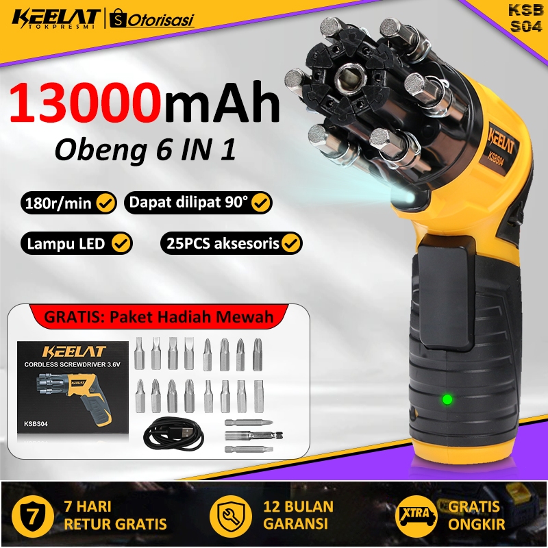 Jual 【KEELAT KSBS04】KEELAT 6-in-1 Cordless Screwdriver Multifungsi 3.6V ...