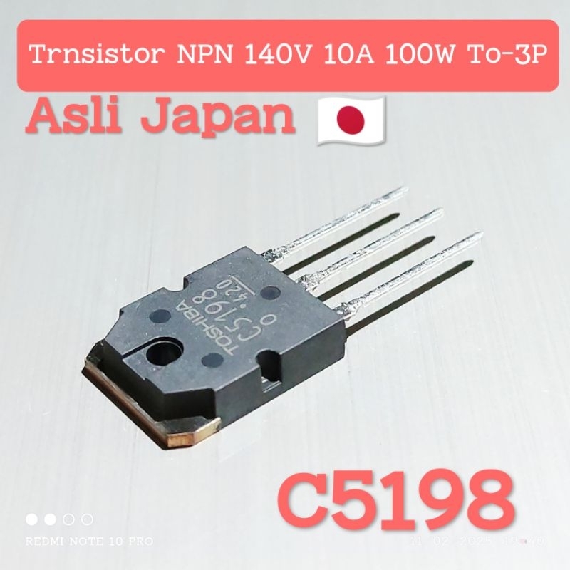Jual ( 1 BUAH ) TRANSISTOR TOSHIBA 2SC5198 C5198 5198 140V 10A 100W NPN ...
