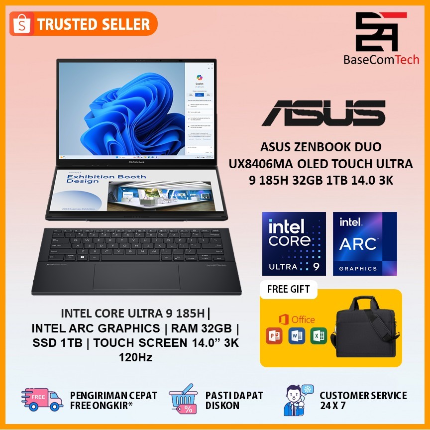 Jual Asus Zenbook Duo UX8406MA Oled Touch Ultra 9 185H 32GB 1TB 14.0 3K ...