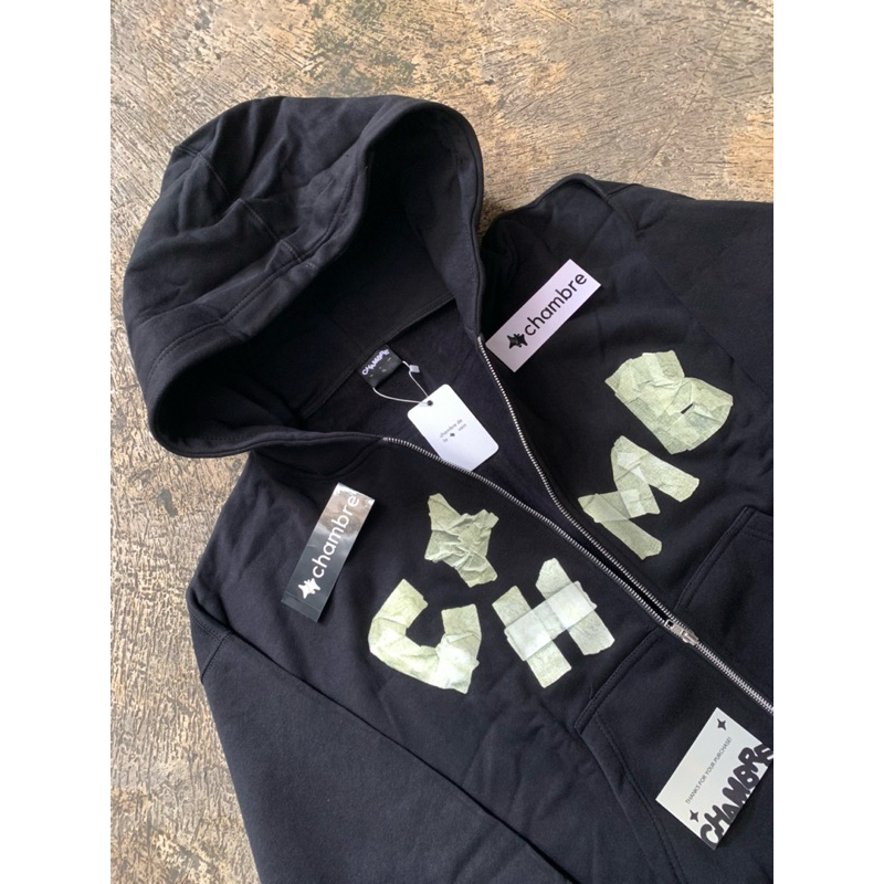 Jual [[ORIGINAL 100%]] CHMB Masking Tape Black - Boxy Zip Hoodie ...
