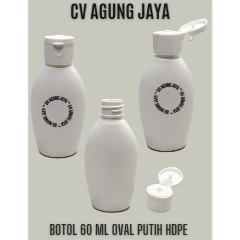 Jual Botol 60 ml Oval Putih Hdpe / Botol Oval Kosmetik / Botol Plastik ...