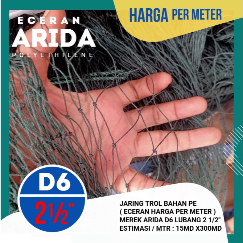 Jual Jaring Trol Trawl D6/ 2 1/2" 300MD PE ARIDA ECERAN HARGA PER METER ...