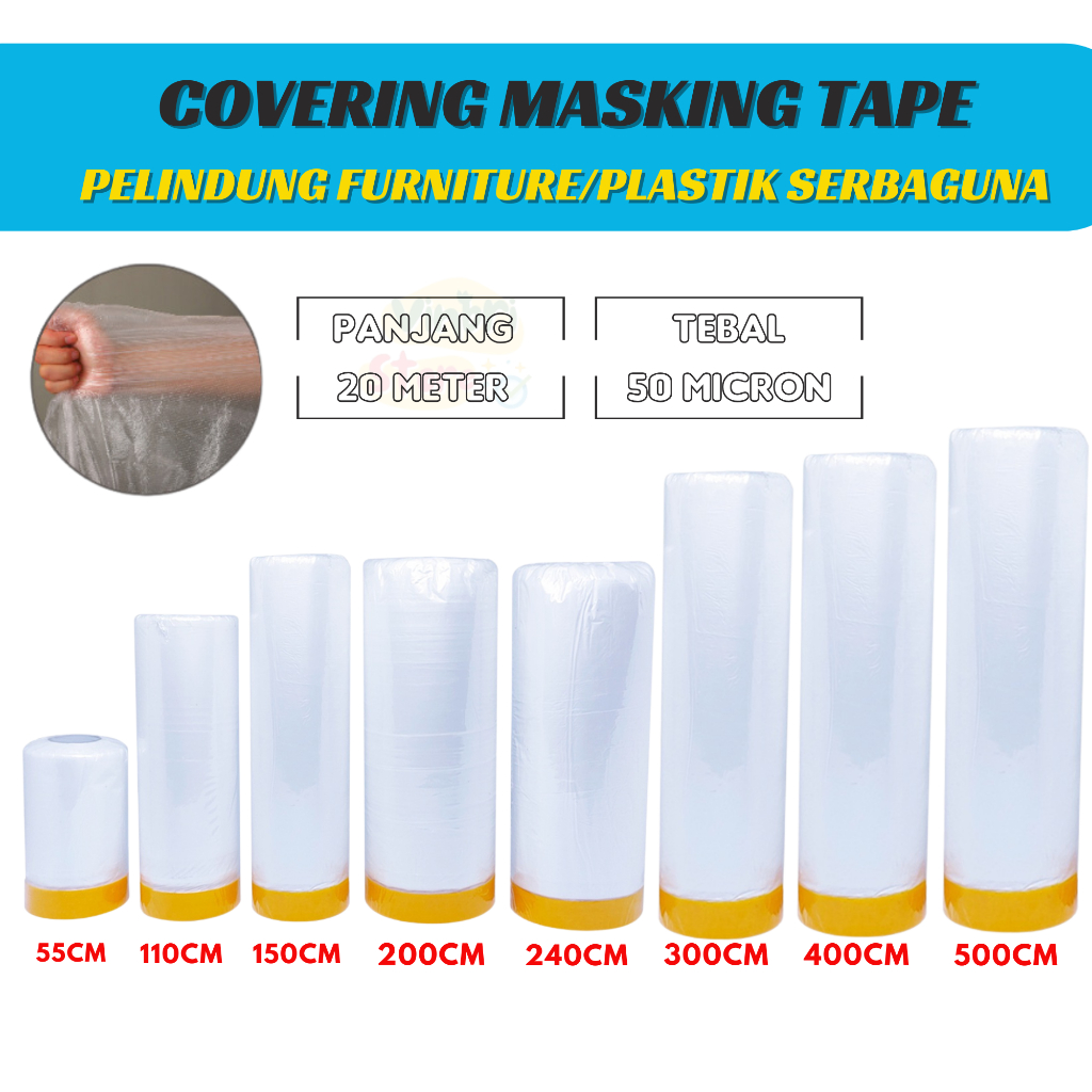 Jual (20meter) Covering Film Masking Tape, Plastik Pelindung/Oil ...