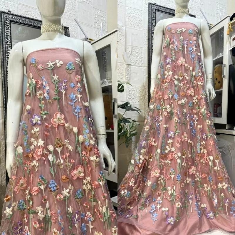 Jual TERMURAH//" Kain tile valentino 3D motif bunga halus tile kebaya ...