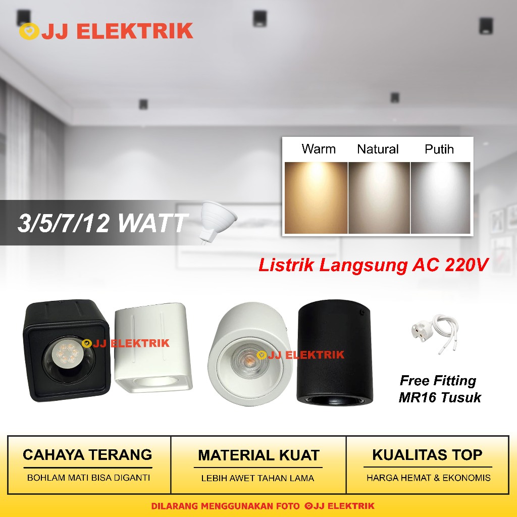 Jual Lampu Downlight Outbow LED Spotlight 3W 5W 7W 12W Cahaya Kuning Warm White Kuning Putih ...