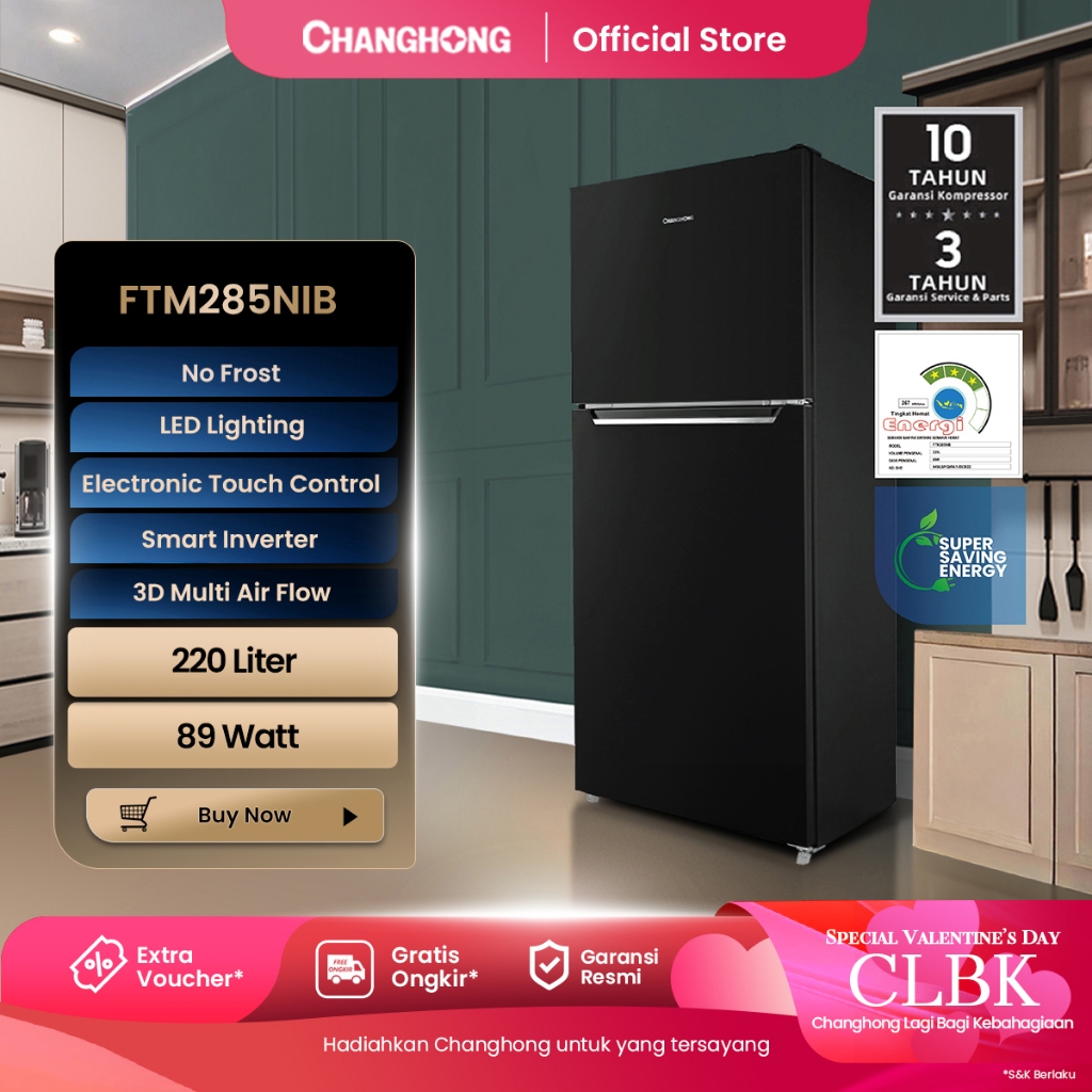 Jual Changhong Kulkas 2 Pintu (Refrigerator) kulkas Inverter No Frost ...