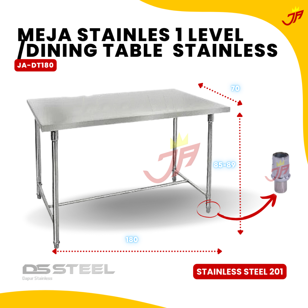 Jual Meja Stainless 1 level / Dining Table Stainless 180cm | Shopee ...