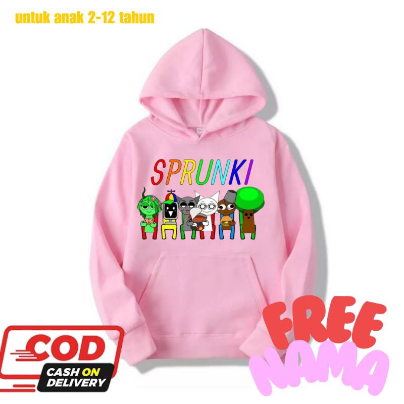 Jual SWEATER HOODIR ANAK SPRUNKI DENGAN NAMA FREE | Shopee Indonesia