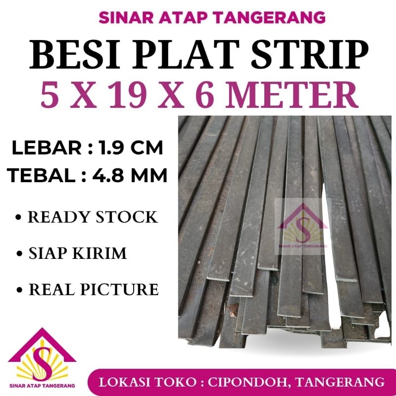 Jual BESI PLAT STRIP 5 x 19 x 6 Meter ( Lebar 1.9 cm tebal 4.8 mm ...