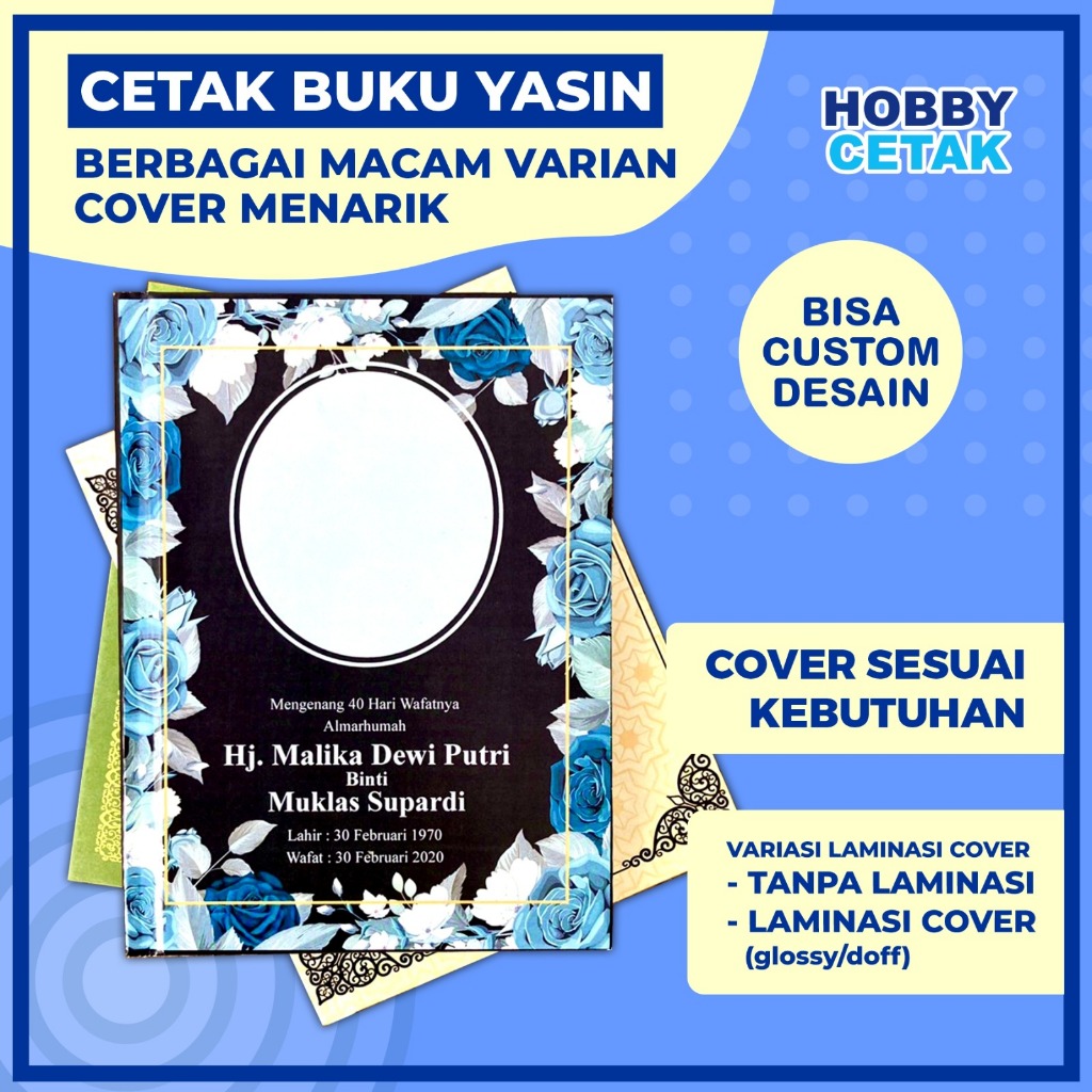Jual Cetak buku yasin custom desain cover (pilihan soft cover atau hard ...