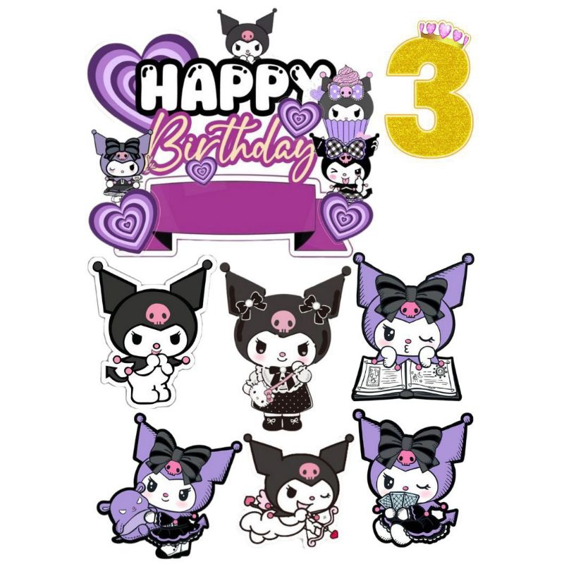 Jual Part 2 | KUROMI /Topper Kuromi Birthday Request Nama/Hiasan Cake ...