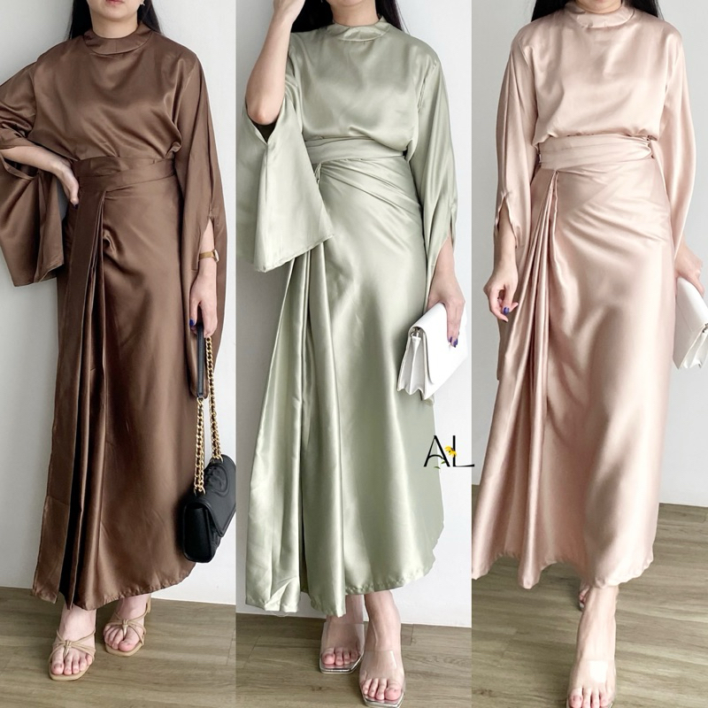 Jual MAZAYA SET - ONE SET WANITA LEBARAN - SETELAN DRESS SATIN ...