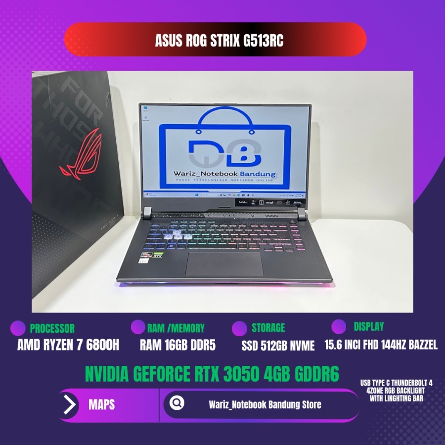 Jual ASUS ROG STRIX G513RC AMD AMD RYZEN 7 6800H RTX 3050 RAM 16GB DDR5 ...