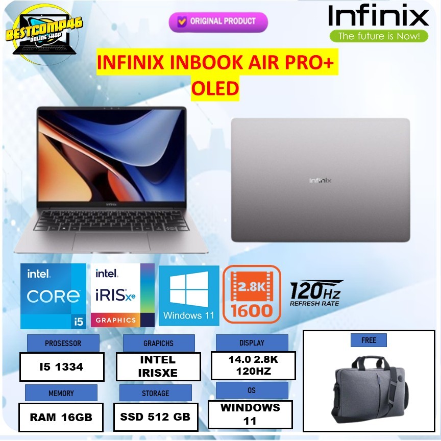 Jual Infinix Inbook Air Pro+ OLED I5 1334 16GB 512GB W11 14.0 2.8K ...
