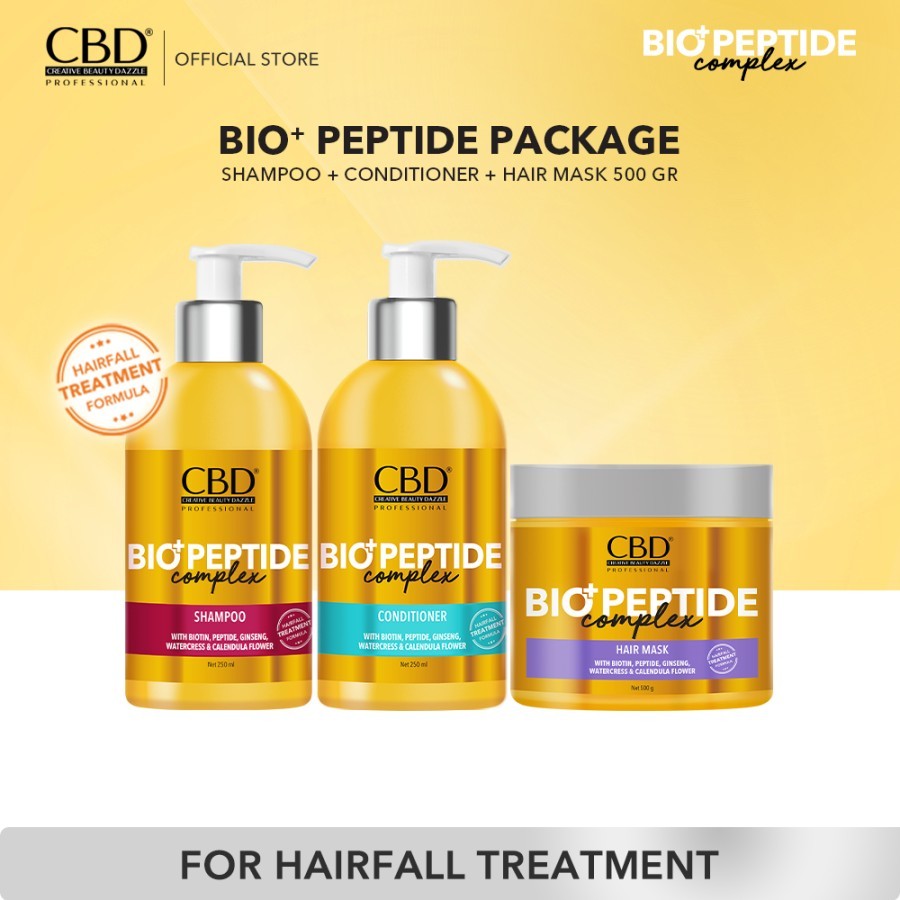Jual CBD PAKET BIO+ PEPTIDE COMPLEX isi 1 shampoo + 1 conditioner + 1 ...
