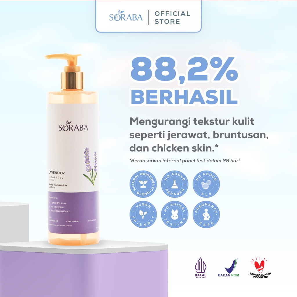 Jual SORABA Acne In Shower Treatment | Lavender| Natural Acne &Textured | Relaxing & Light Acne ...