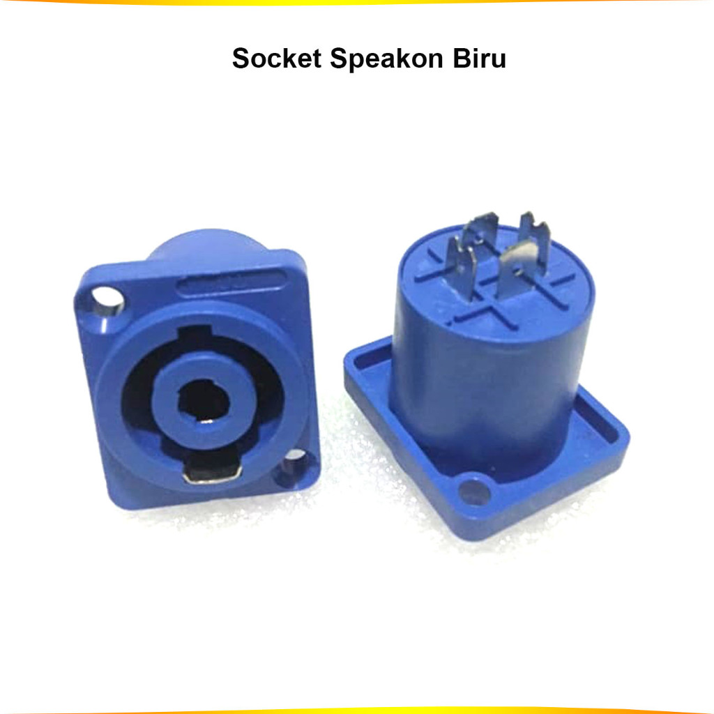 Jual (1pcs) Socket Speakon Biru Soket Persegi -Aksesoris Audio Spiker ...