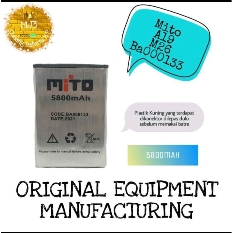 Jual Baterai Original Mito A19 Sprint 4G LTE 2GB-M26 BA-000133 100% ...