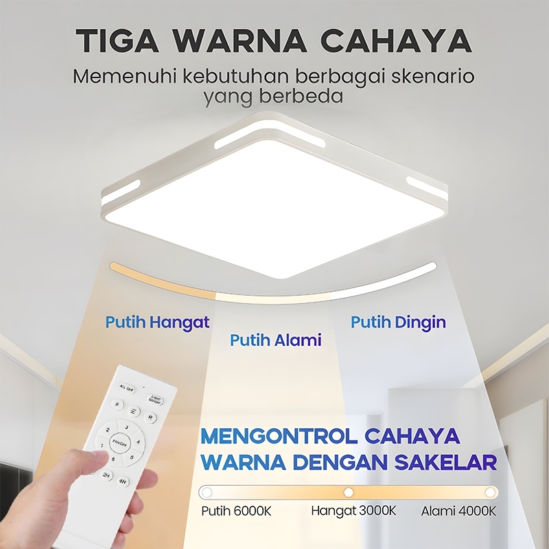 Jual (COD) Lampu Plafon Minimalis 3 Warna Ruang Tamu Kamar Tidur Hias ...