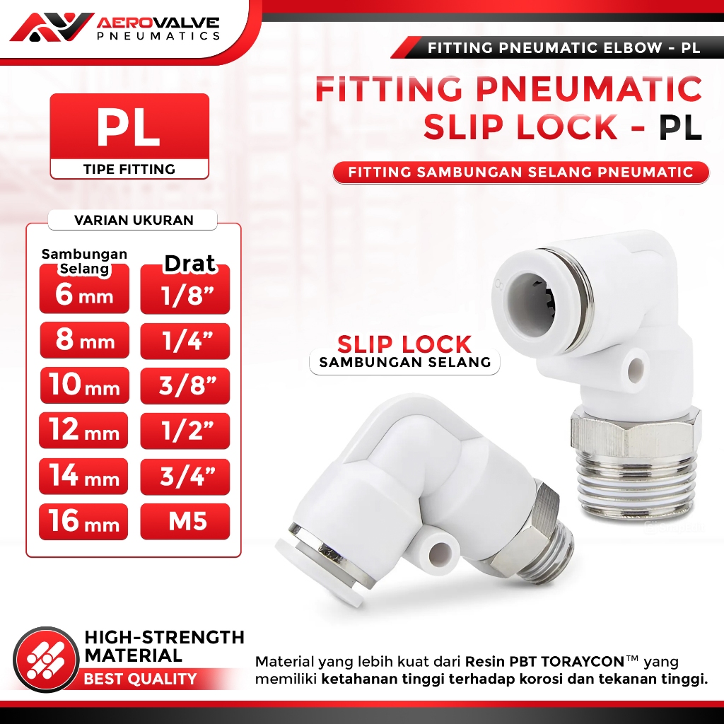 Jual AeroValve - PL Fitting Elbow Male Pneumatic Slip Lock Drat Luar Type MPL | Shopee Indonesia