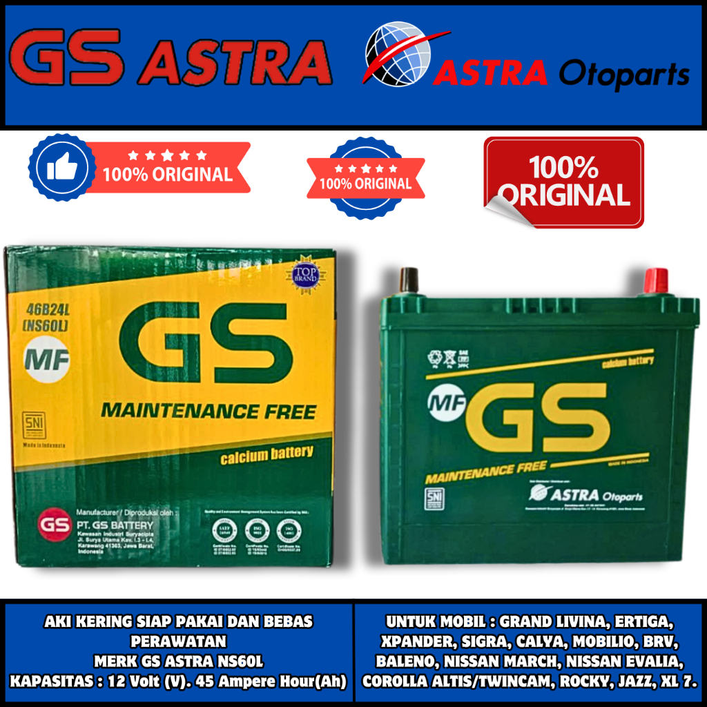 Jual AKI MOBIL SIGRA , MOBILIO , AGYA , CALYA , XPANDER , CAYLA , ALTIS , JAZZ NS60L GS ASTRA MF ...