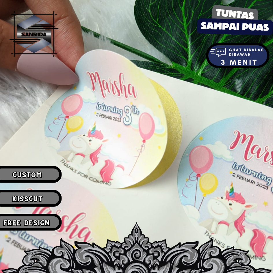 Jual Sticker Bulat Ulang Tahun Anak Stiker Ultah Free Design Template ...