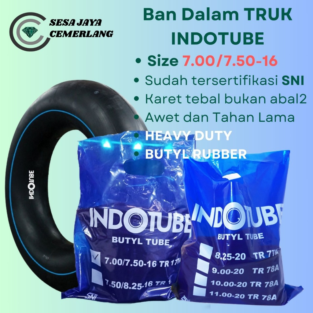Jual ukuran 7.00/7.50-16 Pentil Panjang Ban dalam Mobil truk Indotube Heavy Duty Butyl Rubber ...