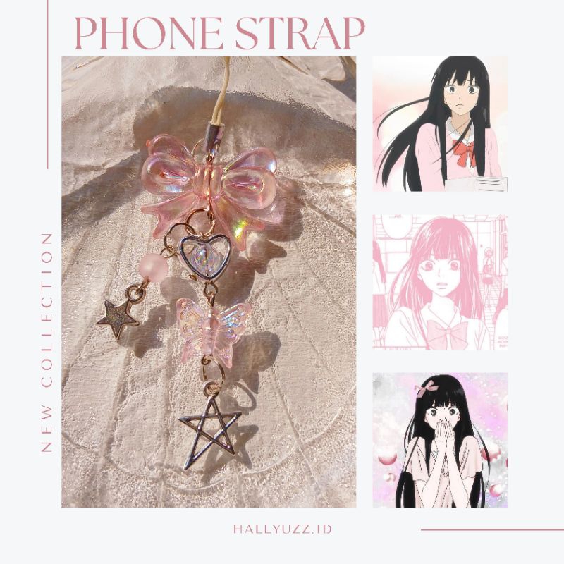 Jual Pink Phone Strap Bow Tie Inspired by Anime Sawako | Gantungan Hp ...