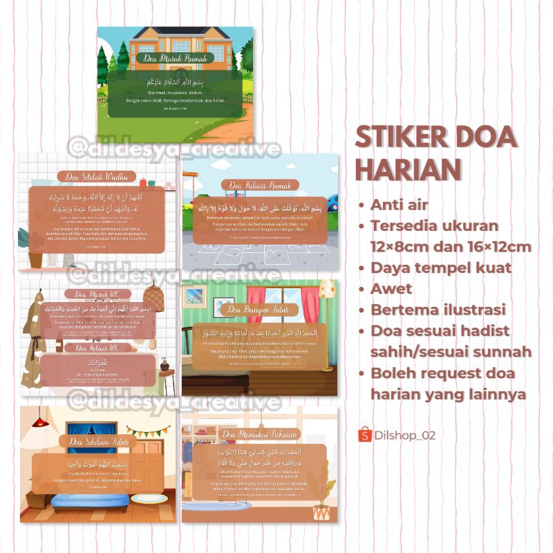 Jual STIKER DOA HARIAN SESUAI HADIST SHAHIH DAN SUNNAH UKURAN 16×12cm ...