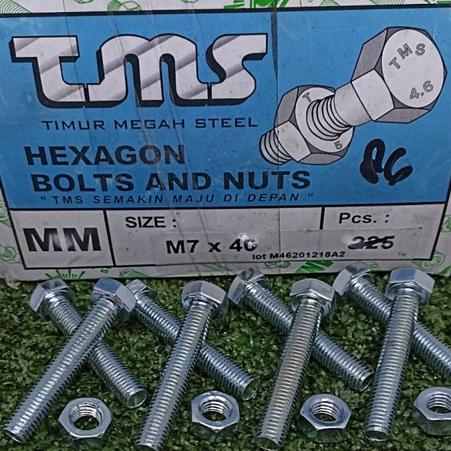 Jual Baut Mur Besi Baut Mur Hexagon Besi M7X40 Putih P1.0 (Kunci 11 ...