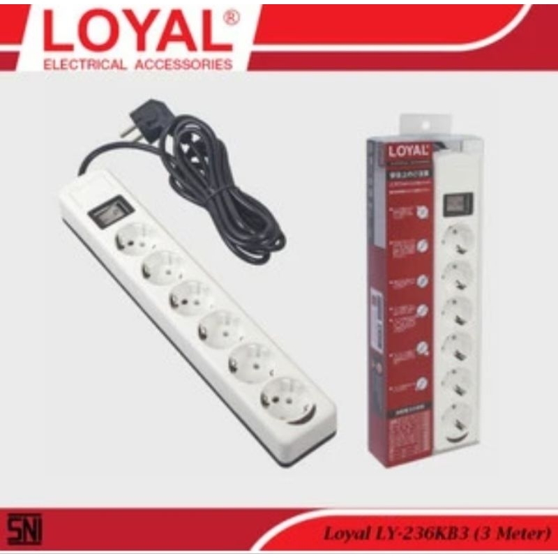 Jual Kabel Terminal Loyal 3 meter 6 lubang + saklar LY 236 | Shopee ...