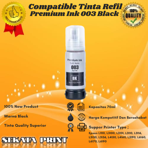 Jual Tinta Refill Compatible Epson 003 CMYK Ink Printer L1110 L3210 L3110 L3210 L5190 L5290 ...