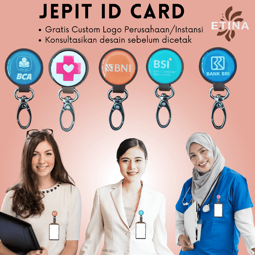 Jual Jepit Nametag Id card Custom model bulat lapis kulit | Shopee ...