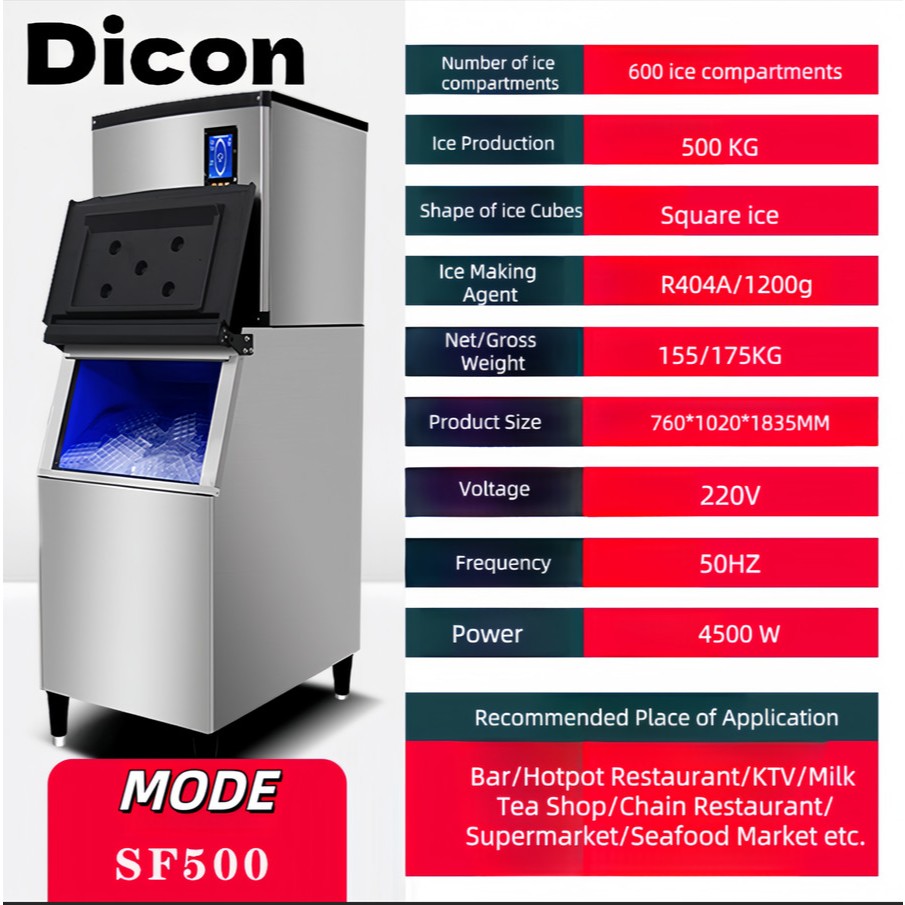 Jual DICON SF - 500 Mesin Es Batu Commercial Cube Ice Maker 450KG ...