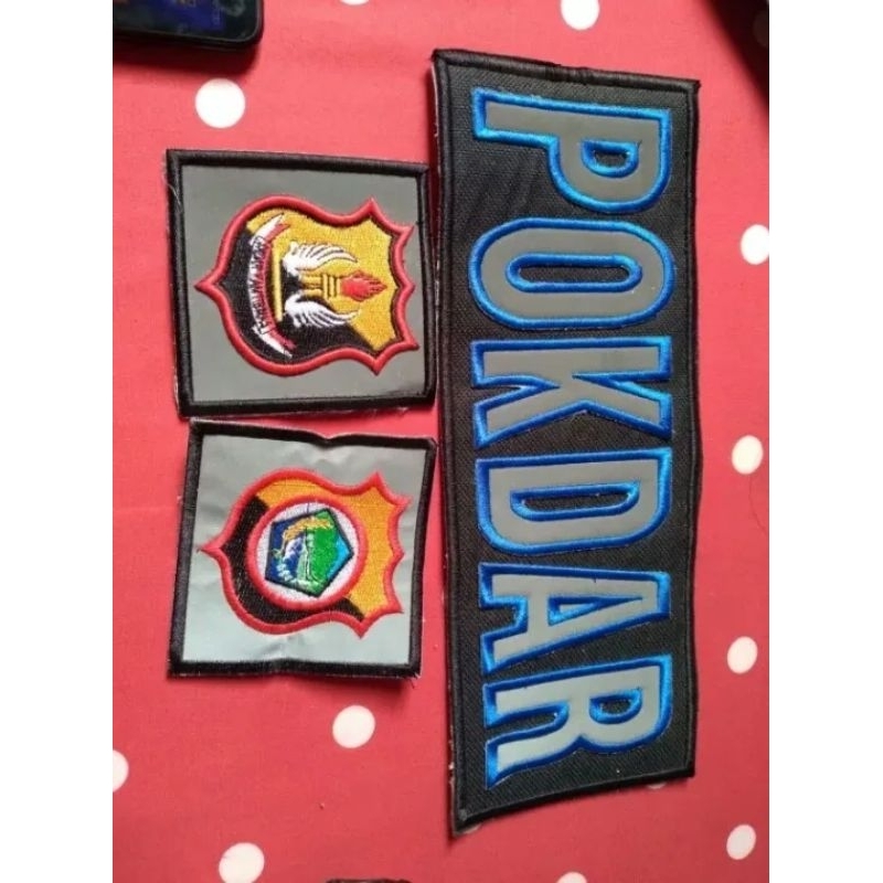 Jual logo bordir POKDAR satu set | untuk di rompi atau jaket | glow in ...