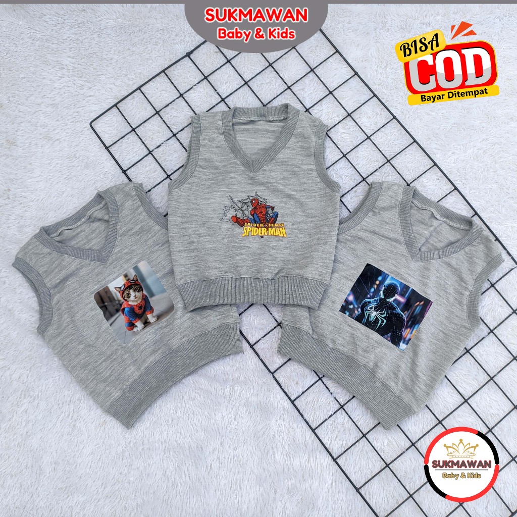 Jual Vest Rompi Anak Usia 2-3 Tahun Gambar Sablon Spiderman | Shopee ...
