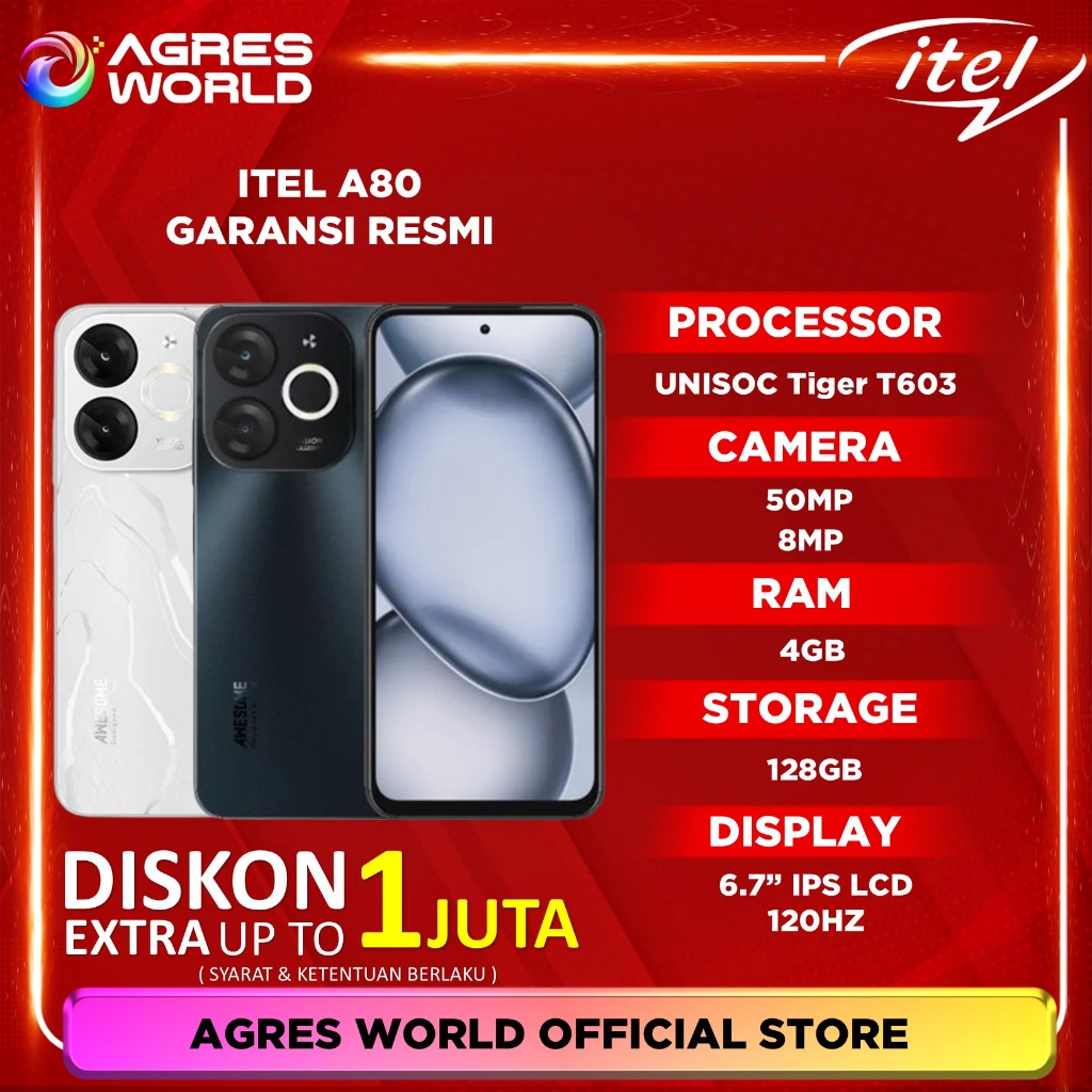 Jual ITEL A80 4+4/128GB - 50MP Super HDR Camera - Pioneering Design - 6.7" Punch Hole With ...