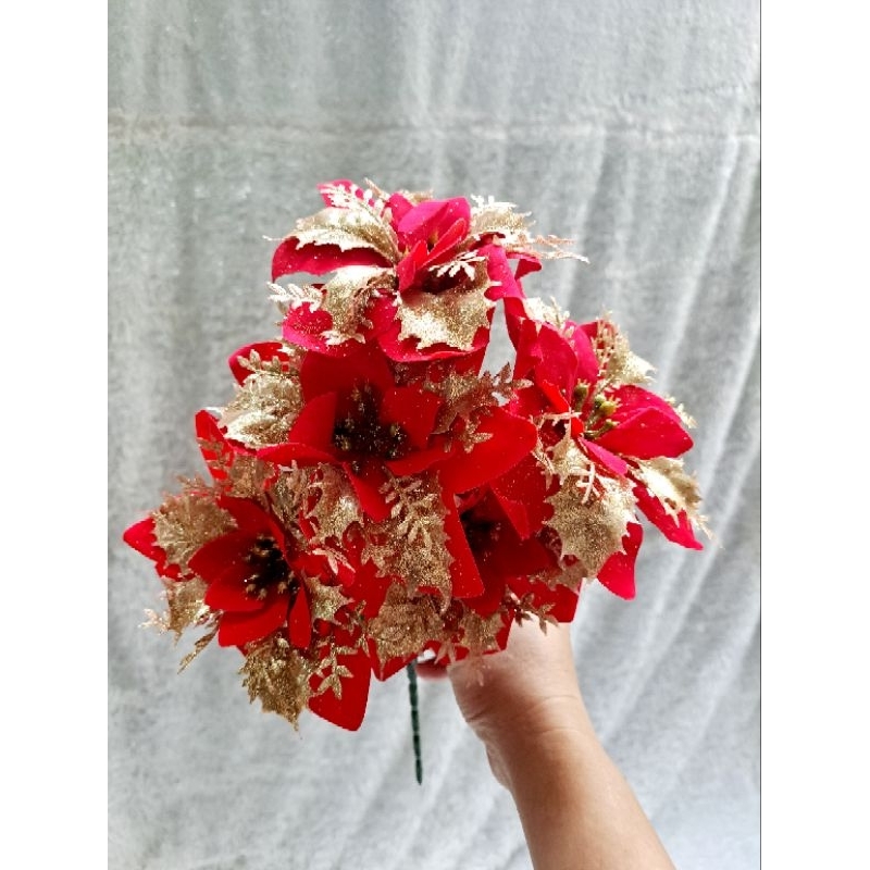 Jual bunga kastuba bunga artificial bunga natal bunga poinsentia cabang ...