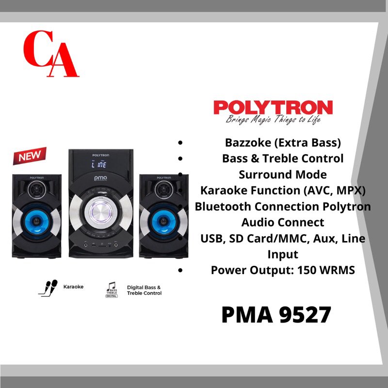 Jual POLYTRON speaker aktif multimedia Bluetooth karaoke PMA 9527 PMA9527 | Shopee Indonesia