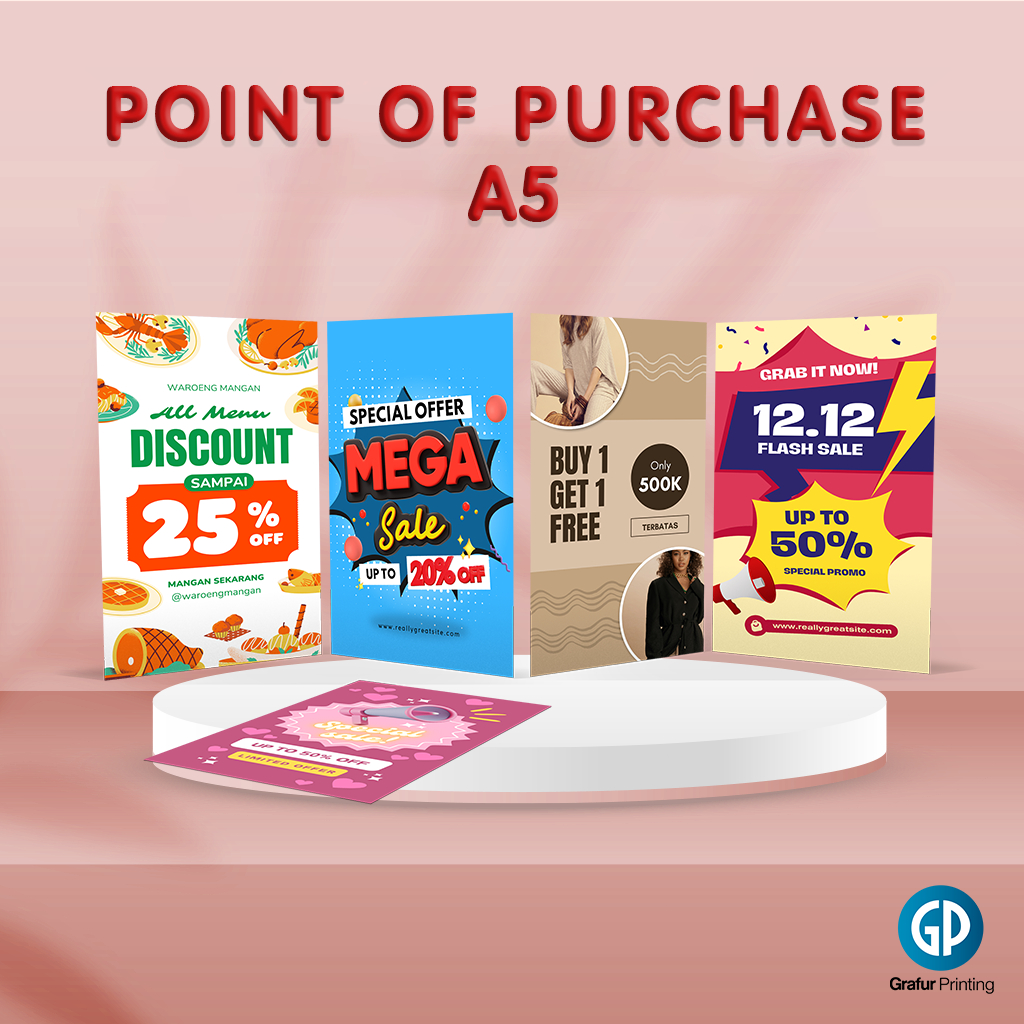 Jual CETAK POINT of PURCHASE (PoP) UKURAN A5 | Shopee Indonesia