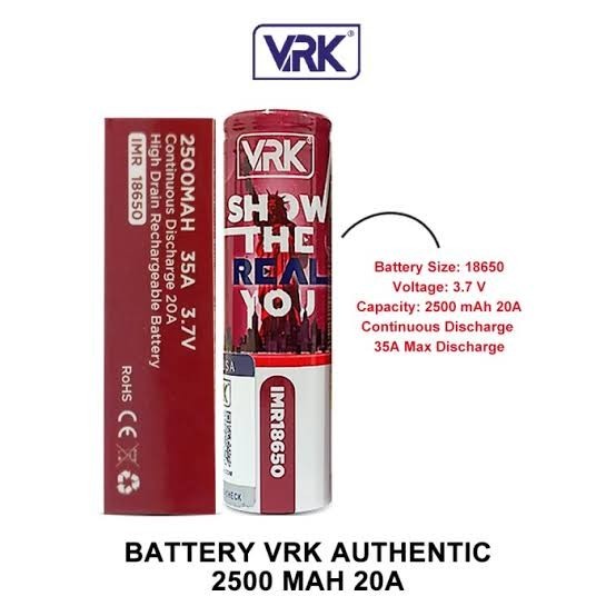 Jual Baterai Battery VRK Merah 2500mAh 35A 18650 100% Authentic ( 1 PCS ...