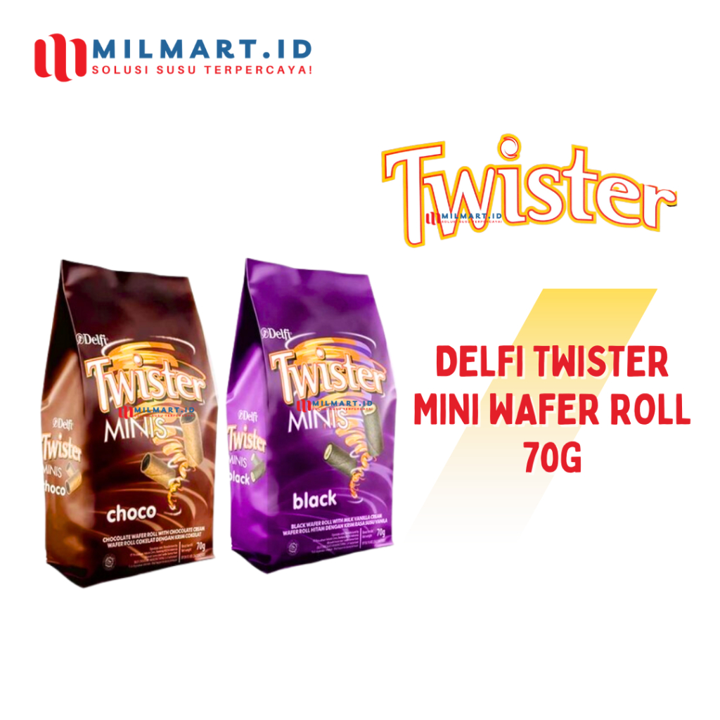 Jual DELFI TWISTER BLACK/CHOCO 70G POUCH TWISTER WAFER ROLL KRIM VANILA ...