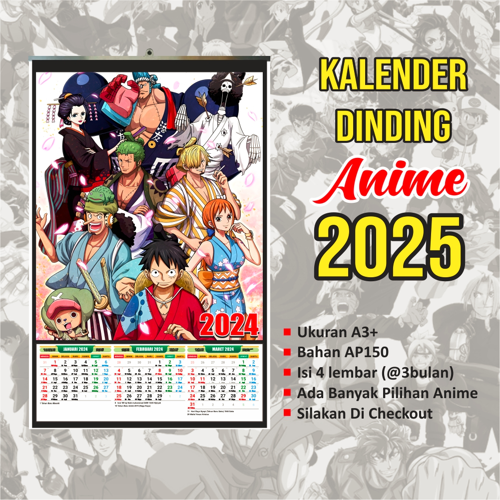 Jual Kalender Dinding Wall Calender Anime 2025 Isi 4 Lembar AP150 ...