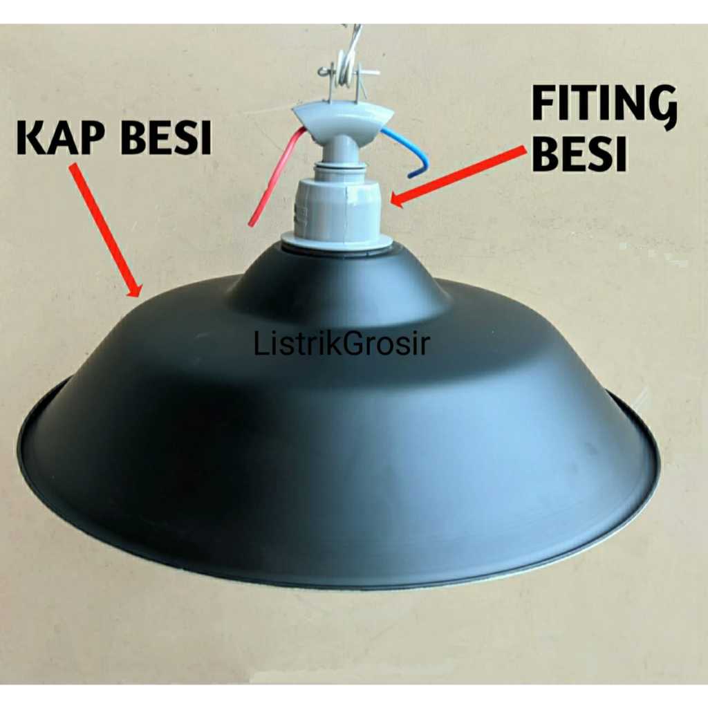 Jual FITTING BESI + KAP HITAM BESI 30CM SET Kap HITAM + Fiting BESI Kap Tudung Lampu Jalan ...