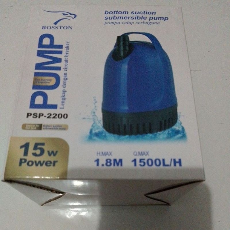 Jual pompa air celup aquarium kolam ikan rosston psp 2200 low watt ...