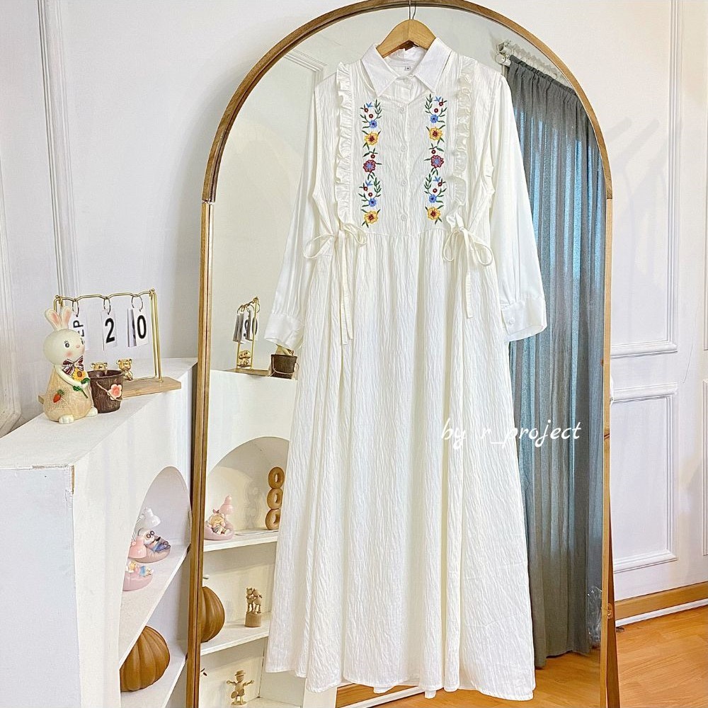 Jual BAHAN POLO LINEN MIX BORDIR CANTIK | NINNA OVERALL | LD 110 ...