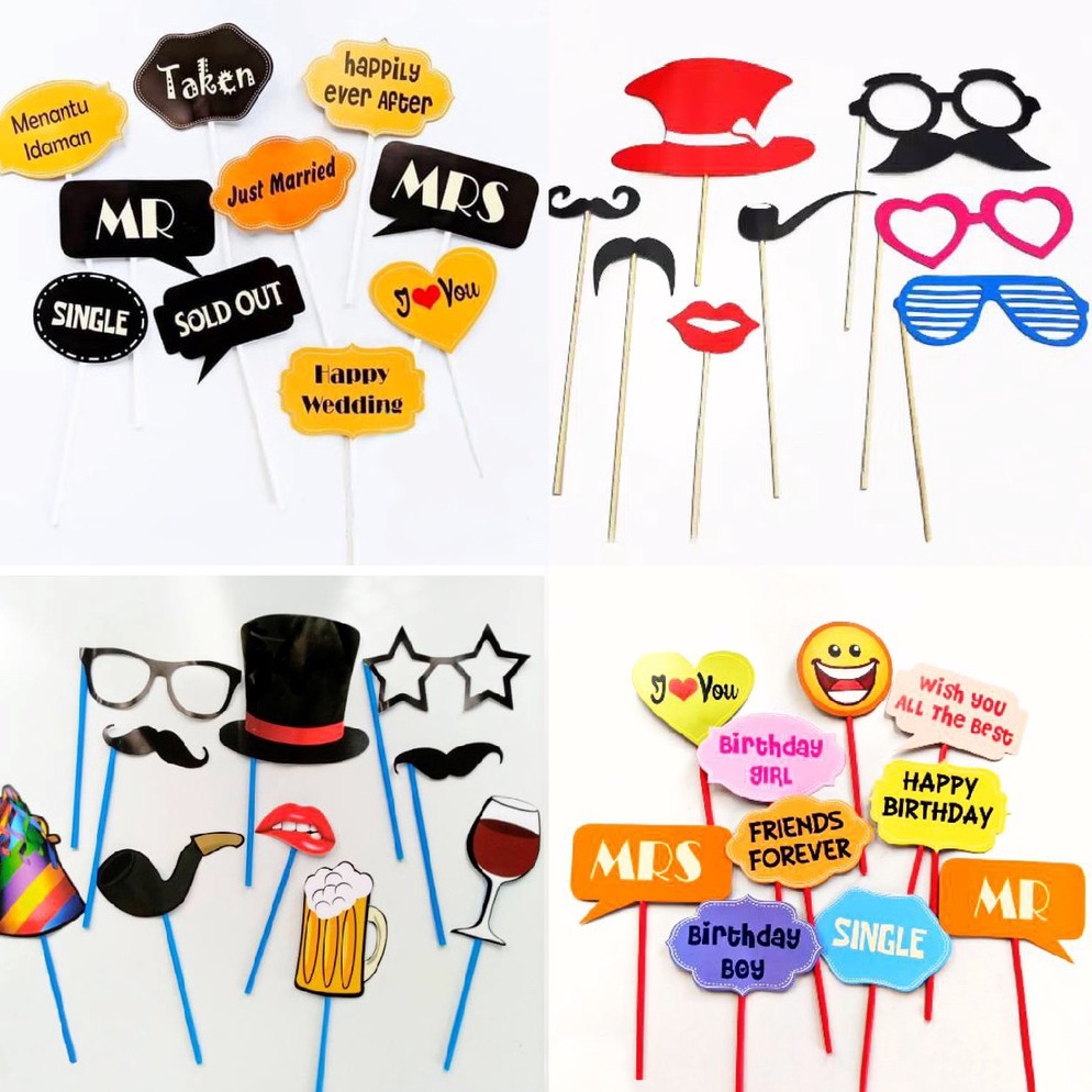 Jual Terbagus Photobooth PROPS Kertas Stick | Shopee Indonesia