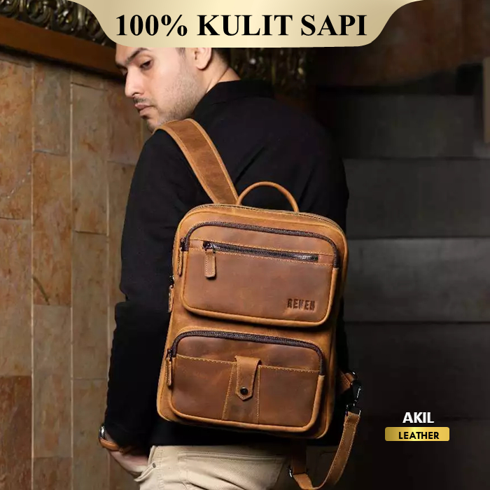 Jual Tas Ransel Backpack Kulit Sapi Asli Pria Original 100% Reven ...