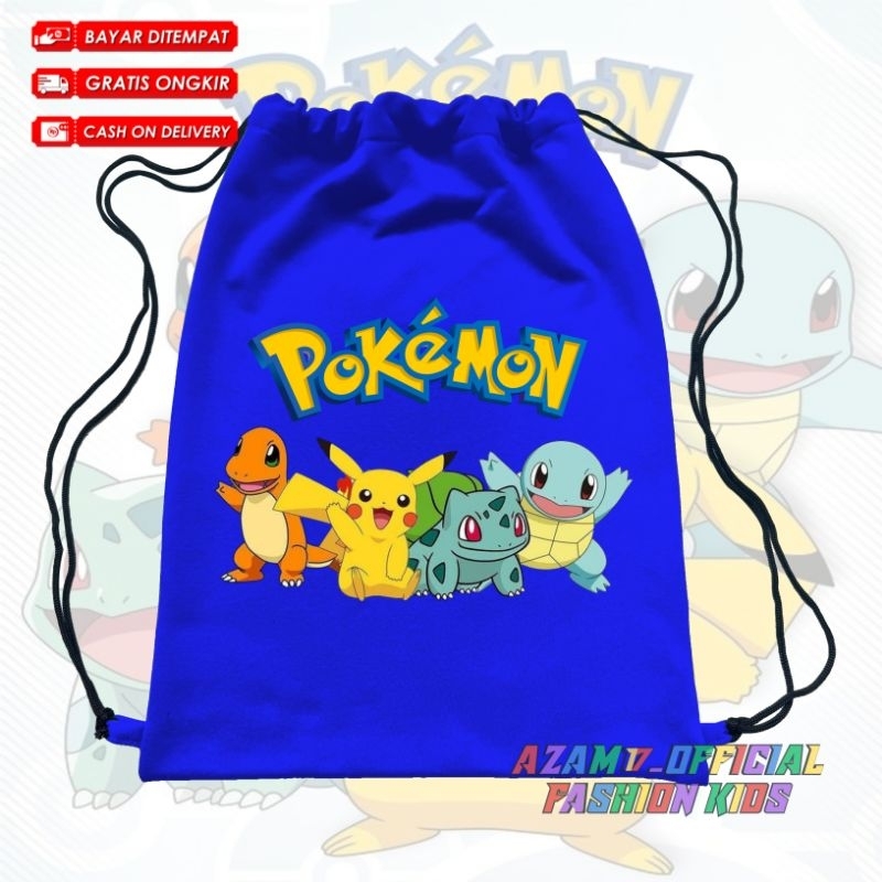Jual (FREE NAMA) Tas Serut String Bag Anak Pokemon All Karakter Free ...